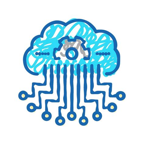 Cloud Storage And Working Process Neural Network Icon Doodle