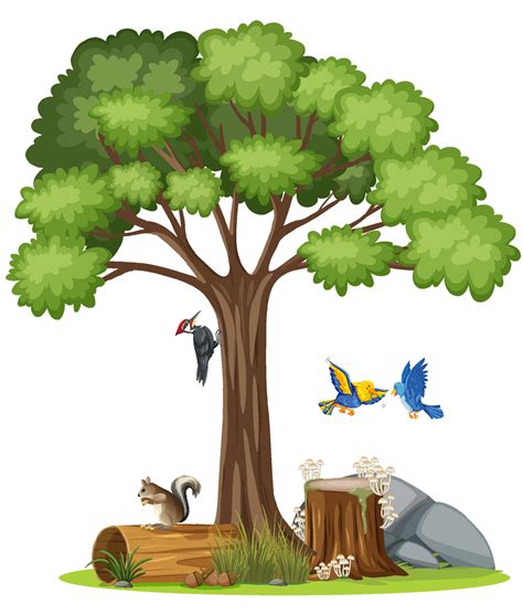 Scene With Birds Flying By The Tree 6434668 Vector Art At Vecteezy