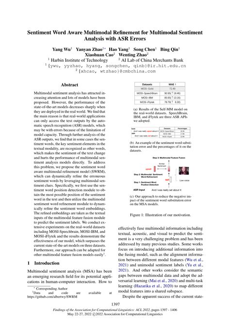 Pdf Sentiment Word Aware Multimodal Refinement For Multimodal