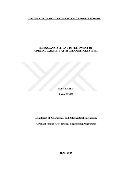 pdf design analysis and development of optimal satellite attitude