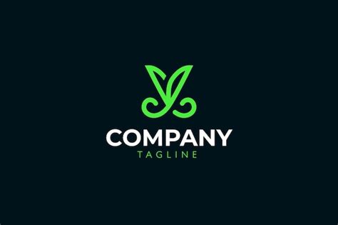 현대 기하학적 가위 자연 로고 디자인 프리미엄 벡터