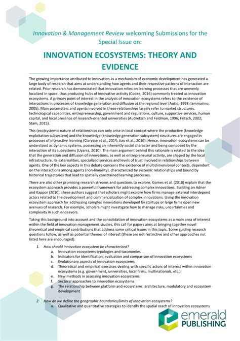 Pdf Innovation And Management Review Welcoming Submissions For The