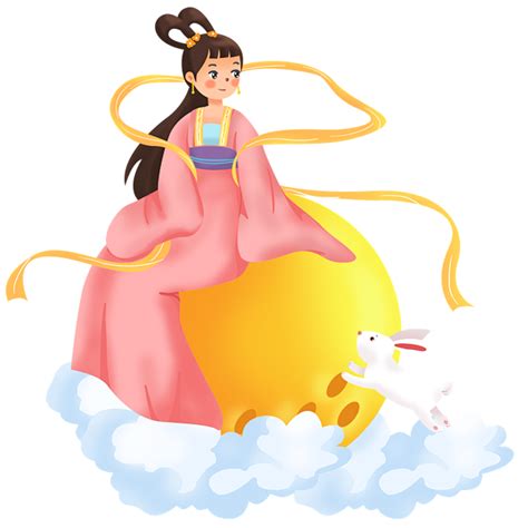 嫦娥奔月中秋节手绘卡通