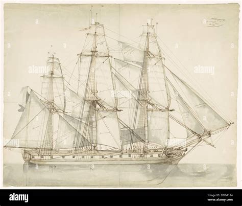Spanish Frigate Willem Anthonie Van Deventer 1834 1893 Drawing