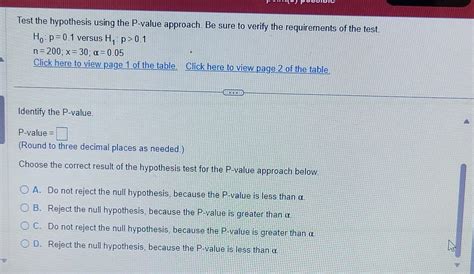 solved test the hypothesis using the p value approach be