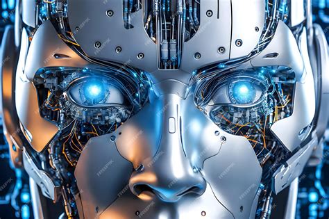 premium ai image the face of a humanoid robot the digital brain