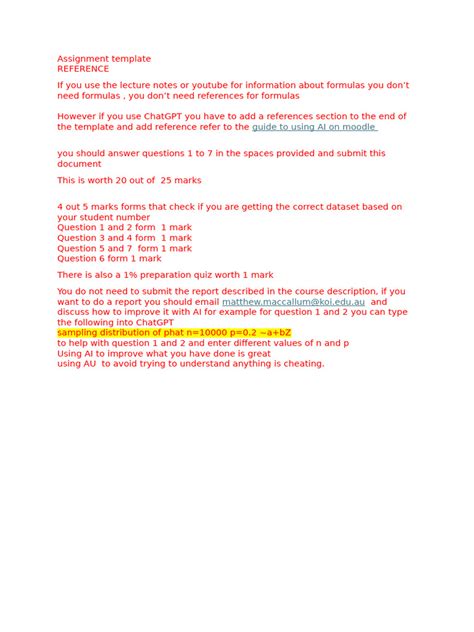 Assignment Template Submit This To Turinitin With Hints Pdf P Value