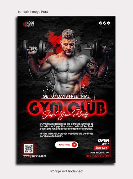 Premium Psd Gym Fitness Tumblr Banner Display Ads Design Psd Template