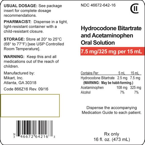 Hydrocodone And Acetaminophen Elixir Fda Prescribing Information