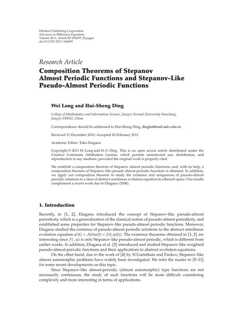 Pdf Composition Theorems Of Stepanov Almost Periodic Functions And Stepanov Like Pseudo Almost