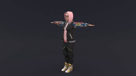 3d Model Hiphop Girl Rigged 3d Modle Vr Ar Low Poly Cgtrader