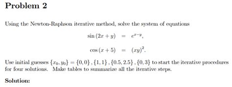 Solved Problem 2 Using The Newton Raphson Iterative Method