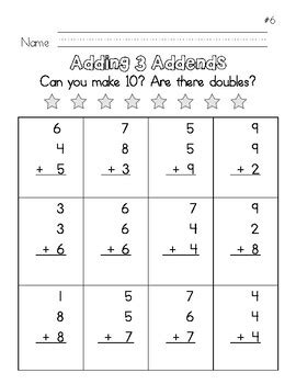 Adding Three Addends By Babe Chicken Noodles TpT