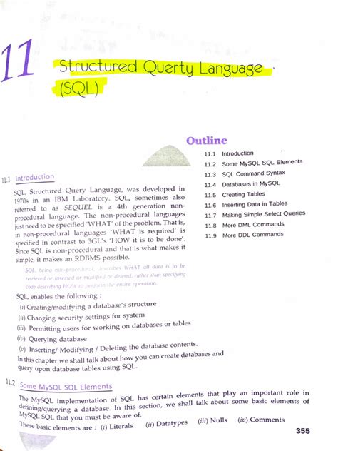 Structured Querty Language Outline Pdf