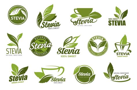 Stevia Leaf And Sweetener Herbal Extract Icons 20772151 Vector Art At