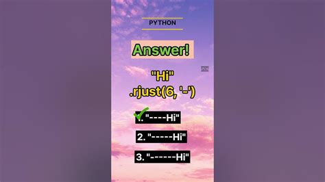Python Rjust Function Quiz Python Pythonprogramming Pythontutorial