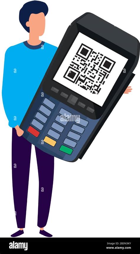 Dataphone With Scan Code Qr And Businessman Stock Vector Image Art Alamy