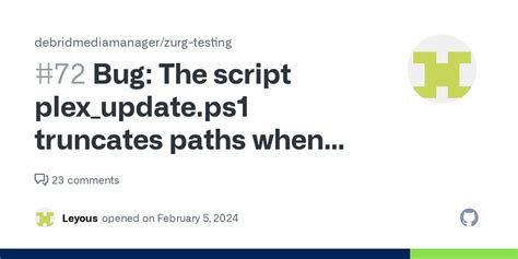 Bug The Script Plexupdateps1 Truncates Paths When Theres A Space In