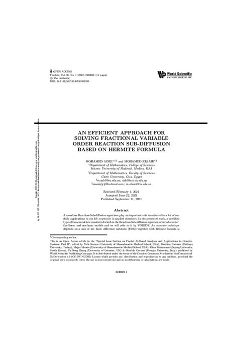 Pdf An Efficient Approach For Solving Fractional Variable Order Reaction Sub Diffusion Based