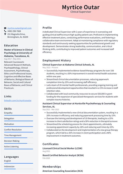 Clinical Supervisor Cover Letter Examples And Templates