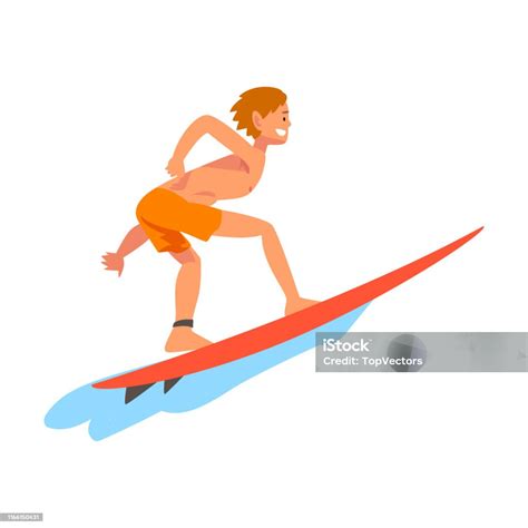 가이 서퍼 캐릭터 서핑 보드 레크리에이션 비치 수상 스포츠 남자를 즐기는 여름 휴가 벡터 일러스트와 함께 바다 파도에 타고 남자에 대한 스톡 벡터 아트 및 기타 이미지