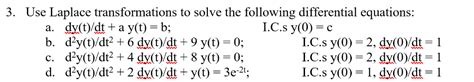 Solved 3 Use Laplace Transformations To Solve The Following
