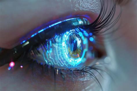 Woman Eye Showing Futuristic Digital Hud Interface Premium Ai Generated Image