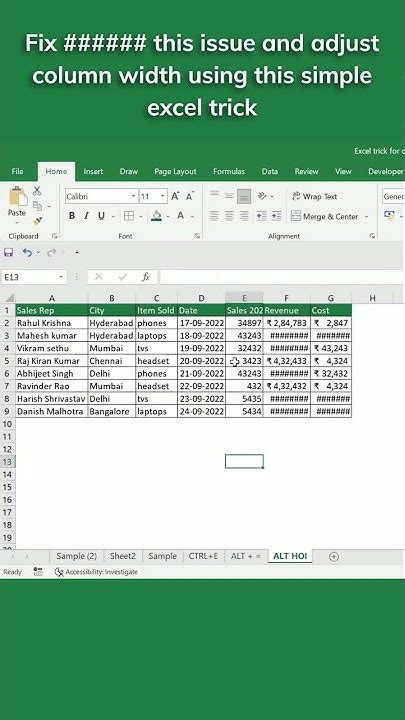 Fix Issue And Adjust Column Width Using This Simple Excel Trick Alt Hoi Shorts