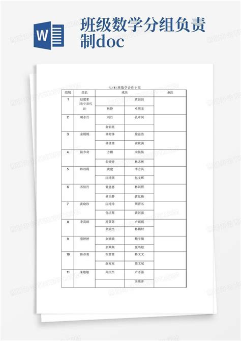 班级数学分组负责制docword模板下载编号lpakoxmn熊猫办公