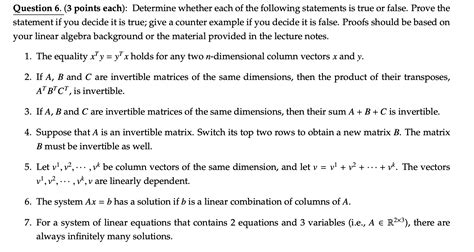 Solved Question 6 3 Points Each Determine Whether Each