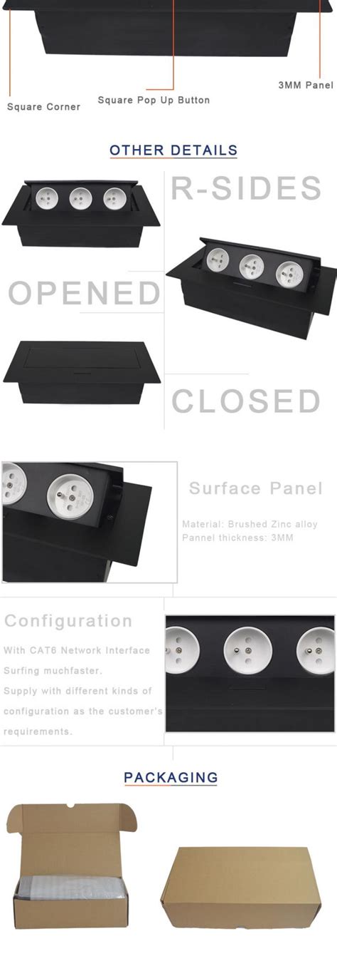 Multifunctional Tabletop Pop Up Socket Square Corner Flip Up Power Outlet