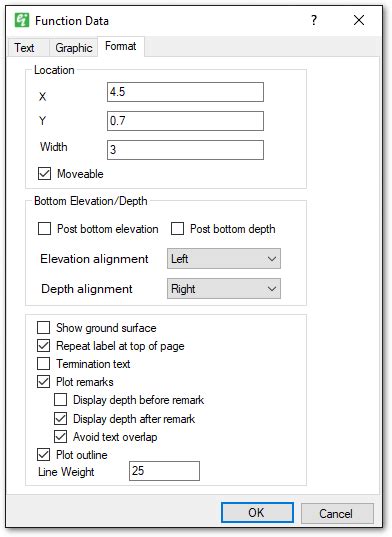 Enviroinsite Boring Log Function Options