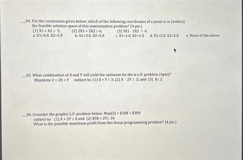 solved 04 for the constraints given below which of the