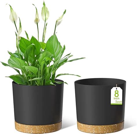Zmtech 20cm Plant Pots Modern Planters With Drainage Holes And