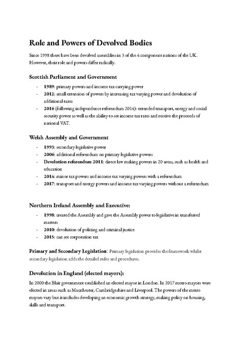Role And Powers Of Devolved Bodies However Their Role And Powers Dier Radically Scottish