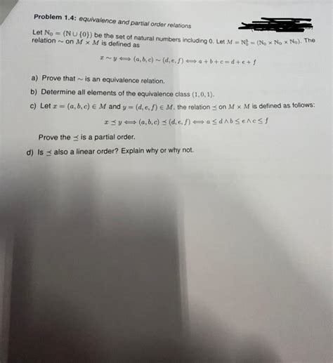 Solved Problem 14 Equivalence And Partial Order Relations