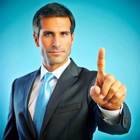 A Man In A Suit Pointing At A Finger Pointing To The Left Premium AI Generated Image