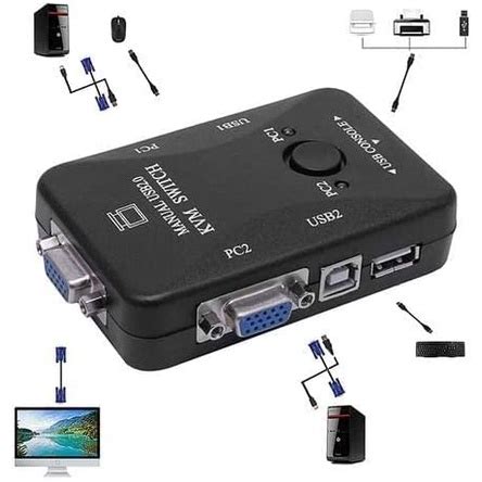 2 Port USB KVM21UA KVM Manual Switch To Control 2 PCs With Single Monitor Keyboard And Mouse