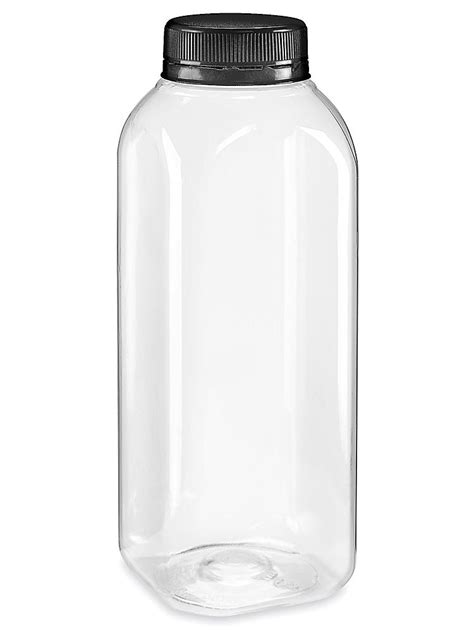 Clear Square Plastic Juice Bottles Bulk Pack 12 Oz Black Cap S