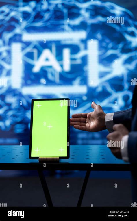 Programmer Analyzing Complex Ai Brain Models On Isolated Screen Tablet