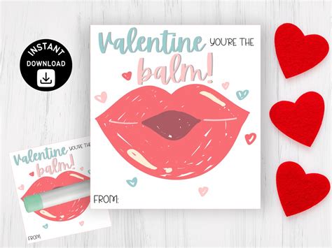 Printable Valentines Day Lip Balm Card Valentine Youre The Balm