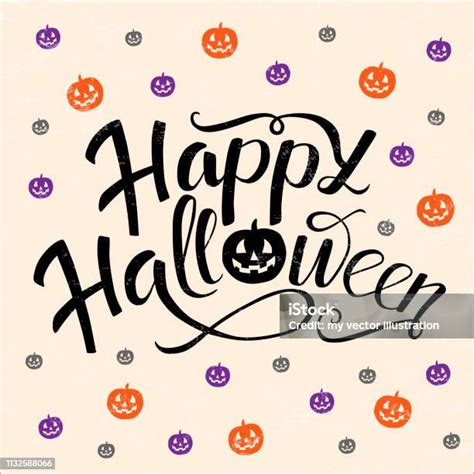 해피 할로윈 레터링 오렌지 바이올렛 그레이 색상에 호박 벡터 일러스트 레이 션 과자 안 주면 장난칠 거예요 파티 엽서 잡지를 위한 벡터 디자인 일러스트 10월에 대한 스톡