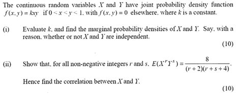 Solved The Continuous Random Variables X And Y Have Joint Chegg