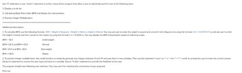 Solved Use If Statement Or Use Switch Statement To Write