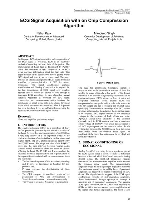 Pdf Ecg Signal Acquisition With On Chip Compression Algorithm
