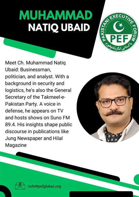 Pakistani Executive Forum Pef On Linkedin Ch Muhammad Natiq Ubaid