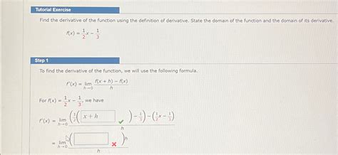 Solved Tutorial Exercisefind The Derivative Of The Function