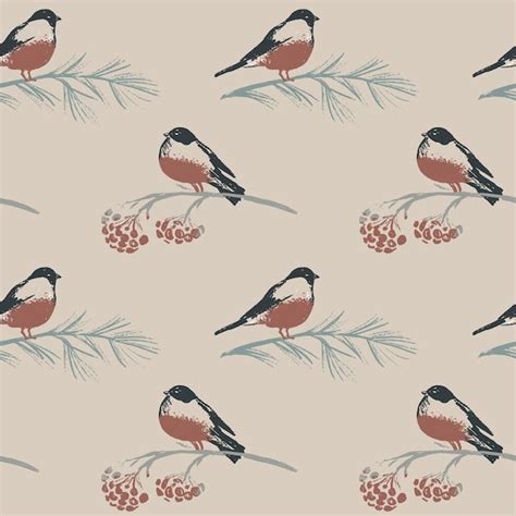 Vector Padrão Sem Costura De Natal Com Mão Desenhada Inverno Rowan Bagas Dom Fafe Vetor Fundo