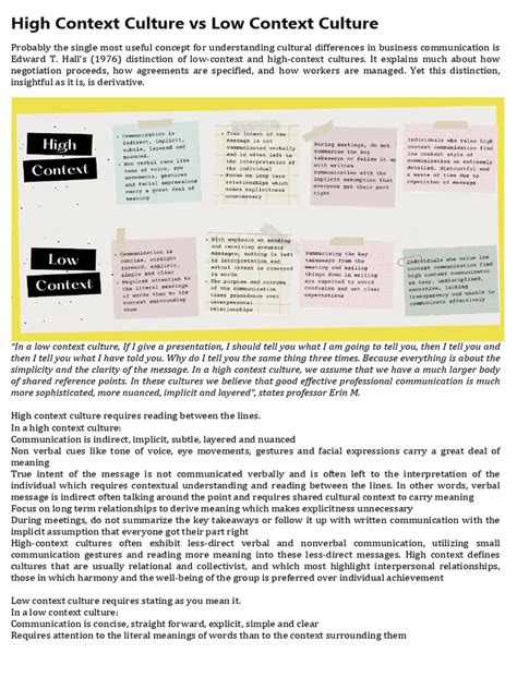 High Context Low Context Cultures Pdf Communication Linguistics