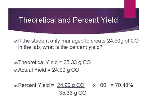 Theoretical Yield And Percent Yield HOW MUCH DID